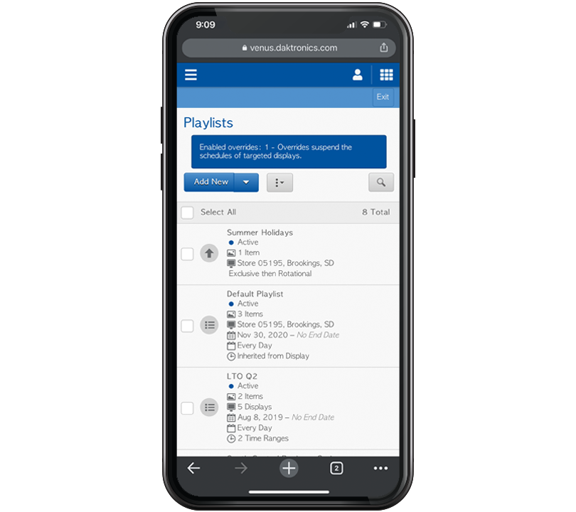 Venus Control Suite for Message Displays