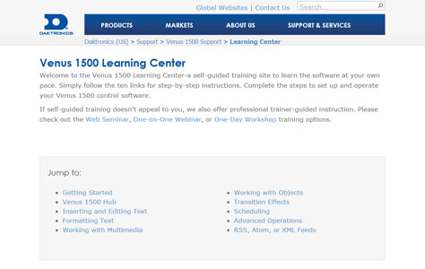 Get Help Online: Two Venus® 1500 Software Support Sites