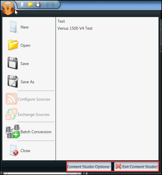 All About the Application Menu: Content Studio