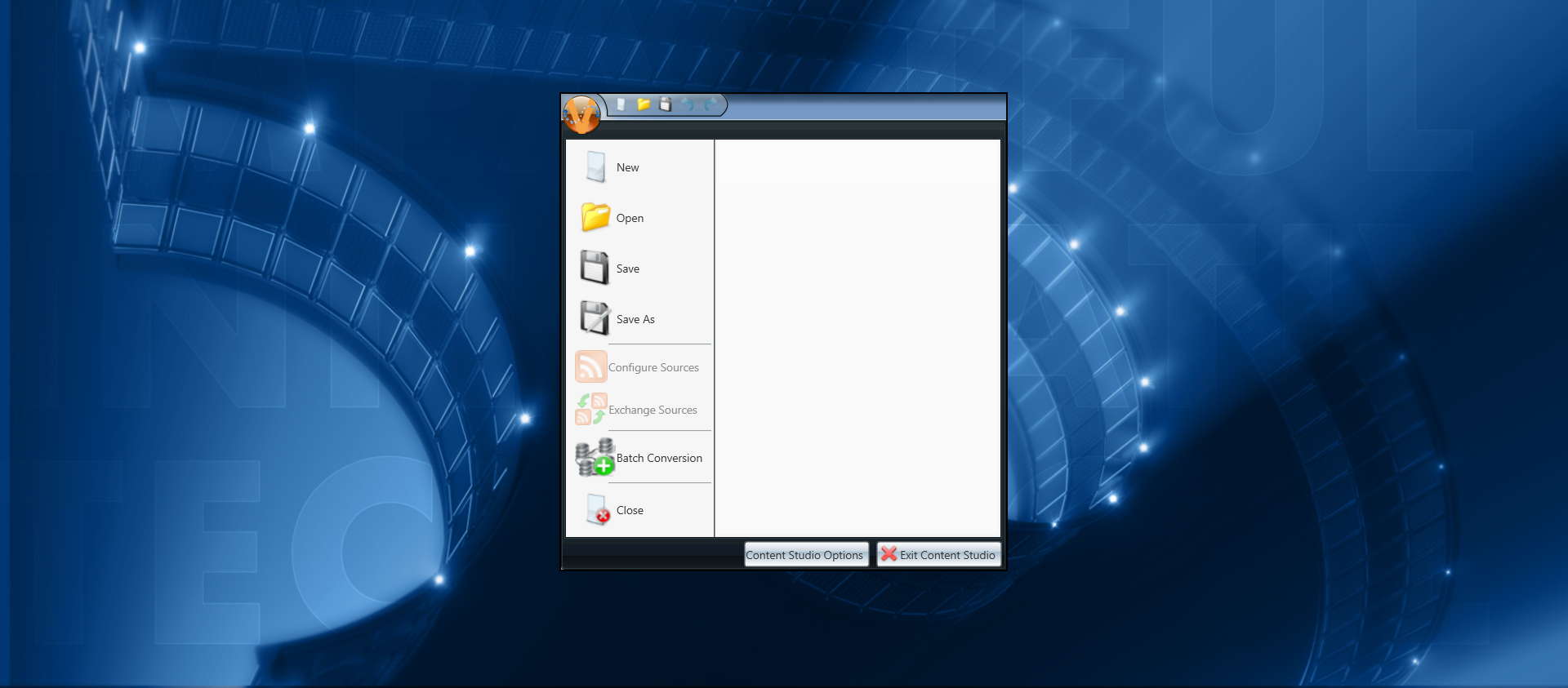 All About the Application Menu: Content Studio