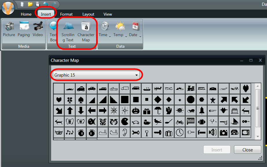 Small Display Help – Using the Character Map to Add Interest