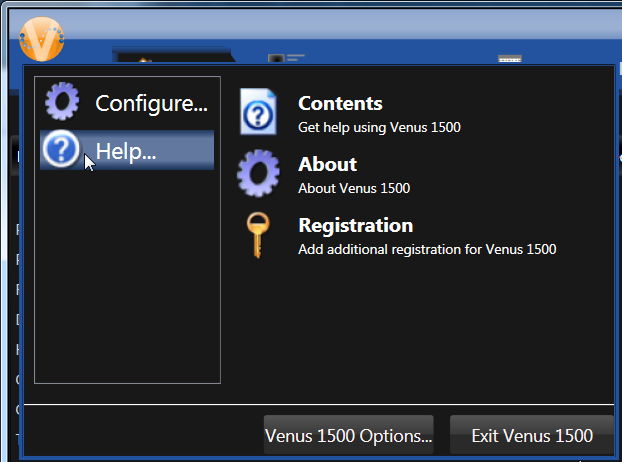 All About the Application Menu: Venus 1500 Hub